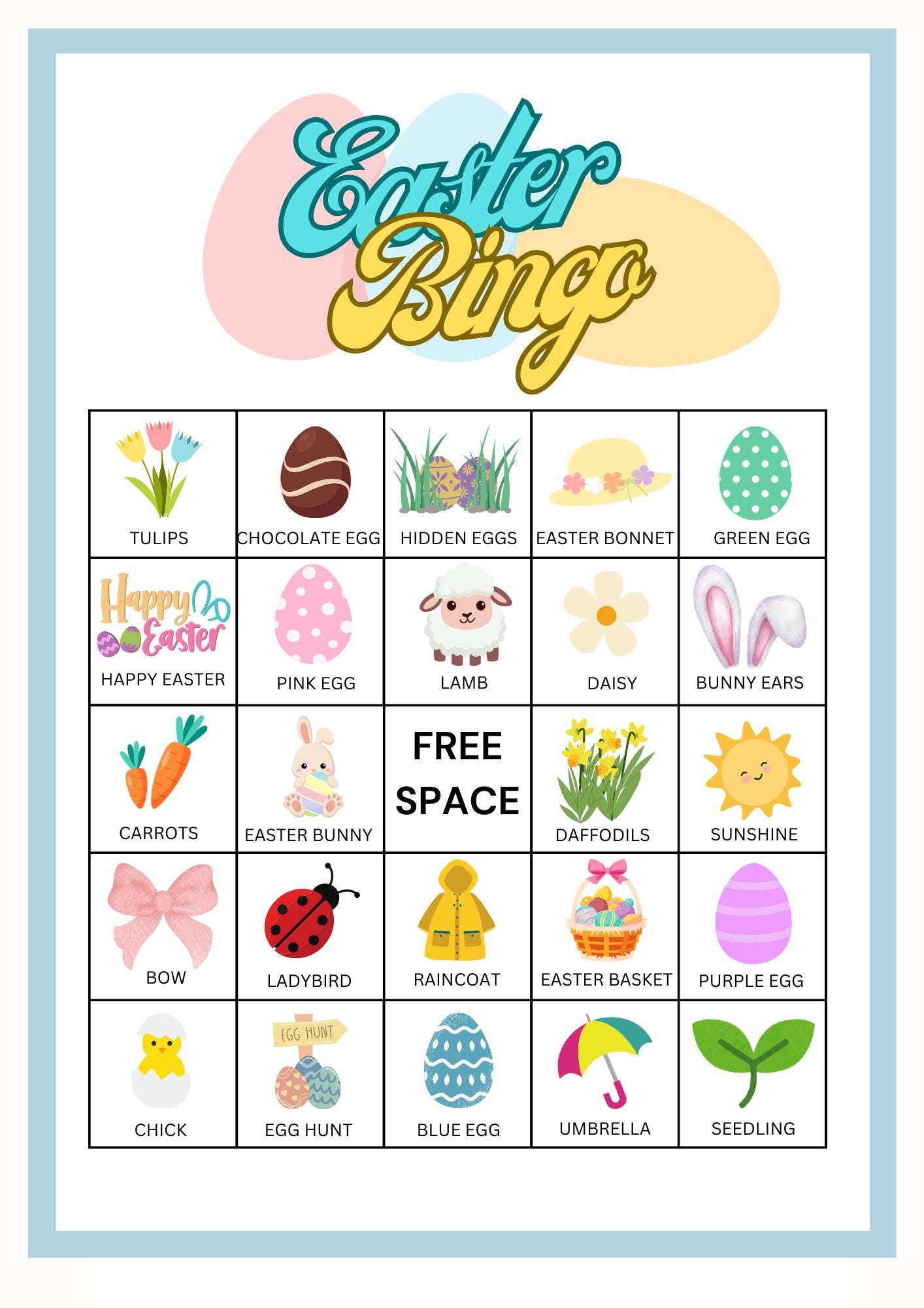 Easter Bingo Game for Kids | 20 Bingo Cards | Spring Bingo Game ...