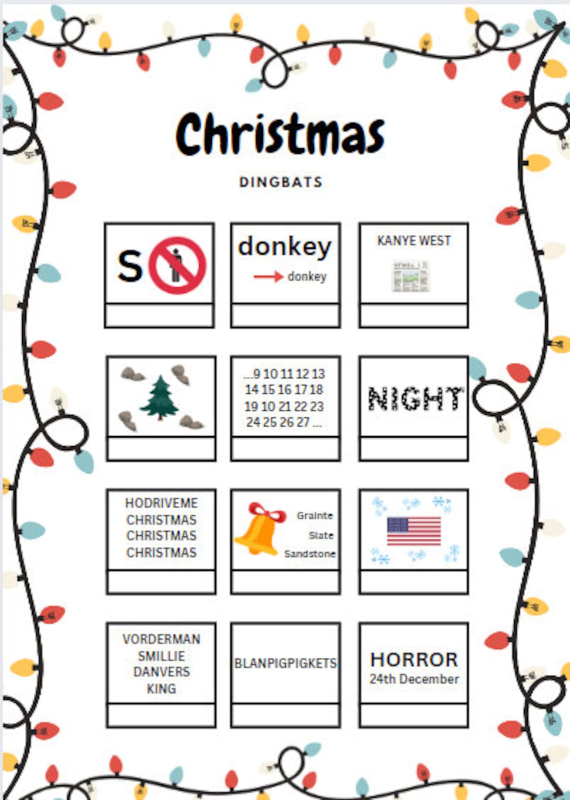 Printable Christmas Dingbat Puzzle Games | Christmas Game for Kids ...