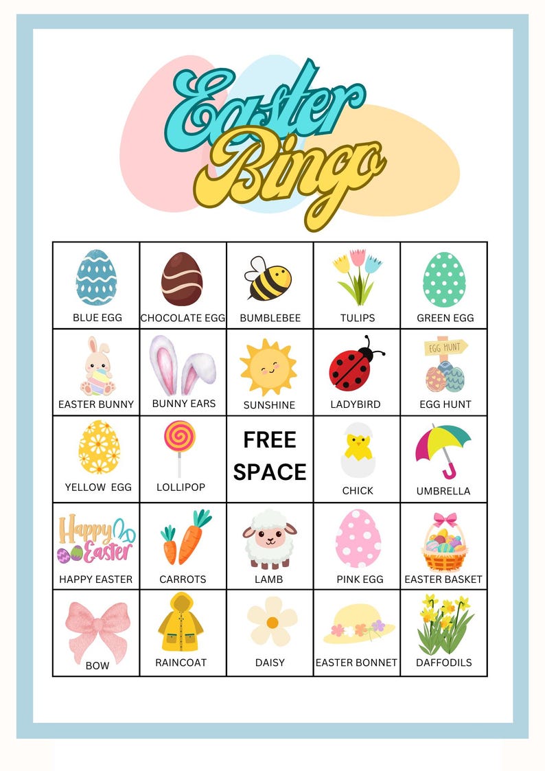 Easter Bingo Game for Kids | 20 Bingo Cards | Spring Bingo Game ...