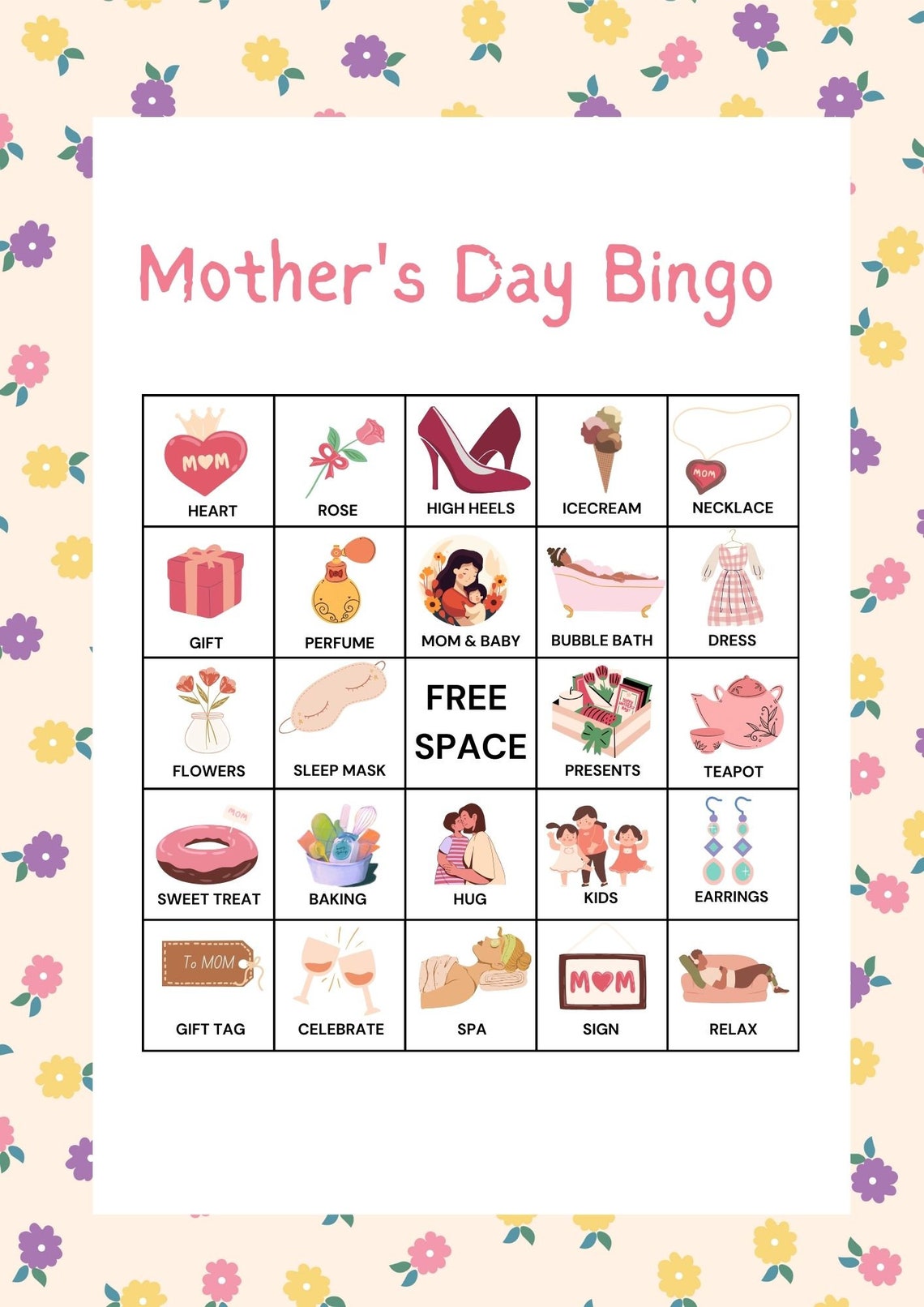 Printable Mother's Day Bingo, 20 Mother's Day Bingo Cards, Mother's Day ...