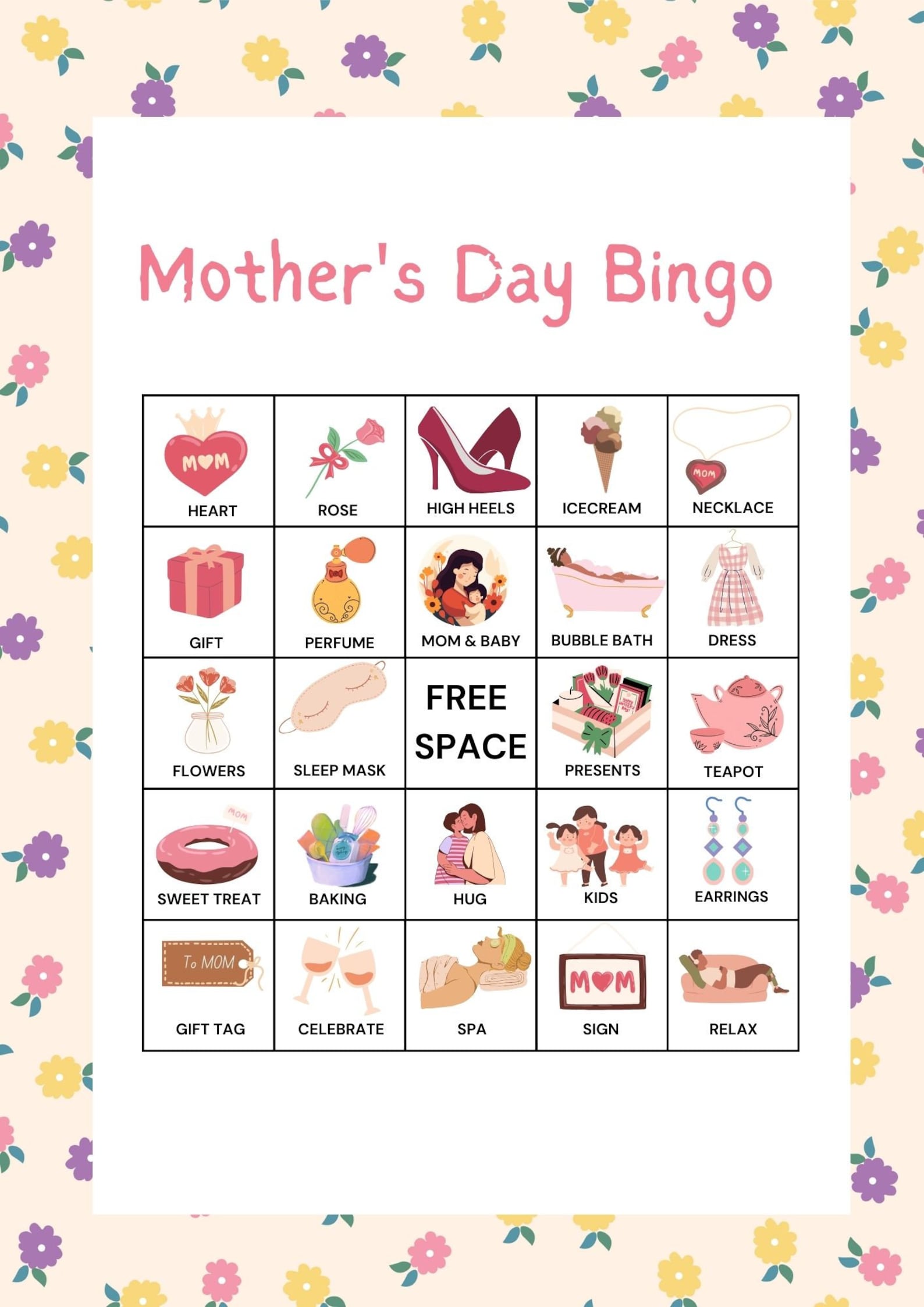 Printable Mother's Day Bingo, 20 Mother's Day Bingo Cards, Mother's Day ...