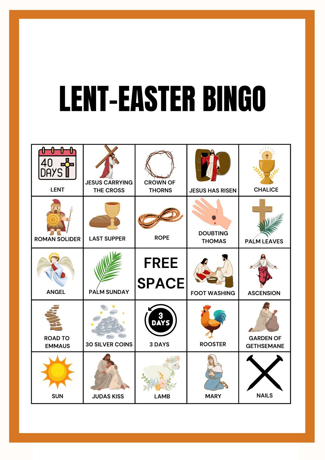 Lent Bingo, Easter Bingo, Bible Bingo, 20 Bible Bingo, Ash Wednesday ...