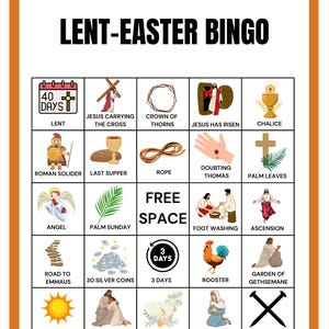 Lent Bingo, Easter Bingo, Bible Bingo, 20 Bible Bingo, Ash Wednesday ...