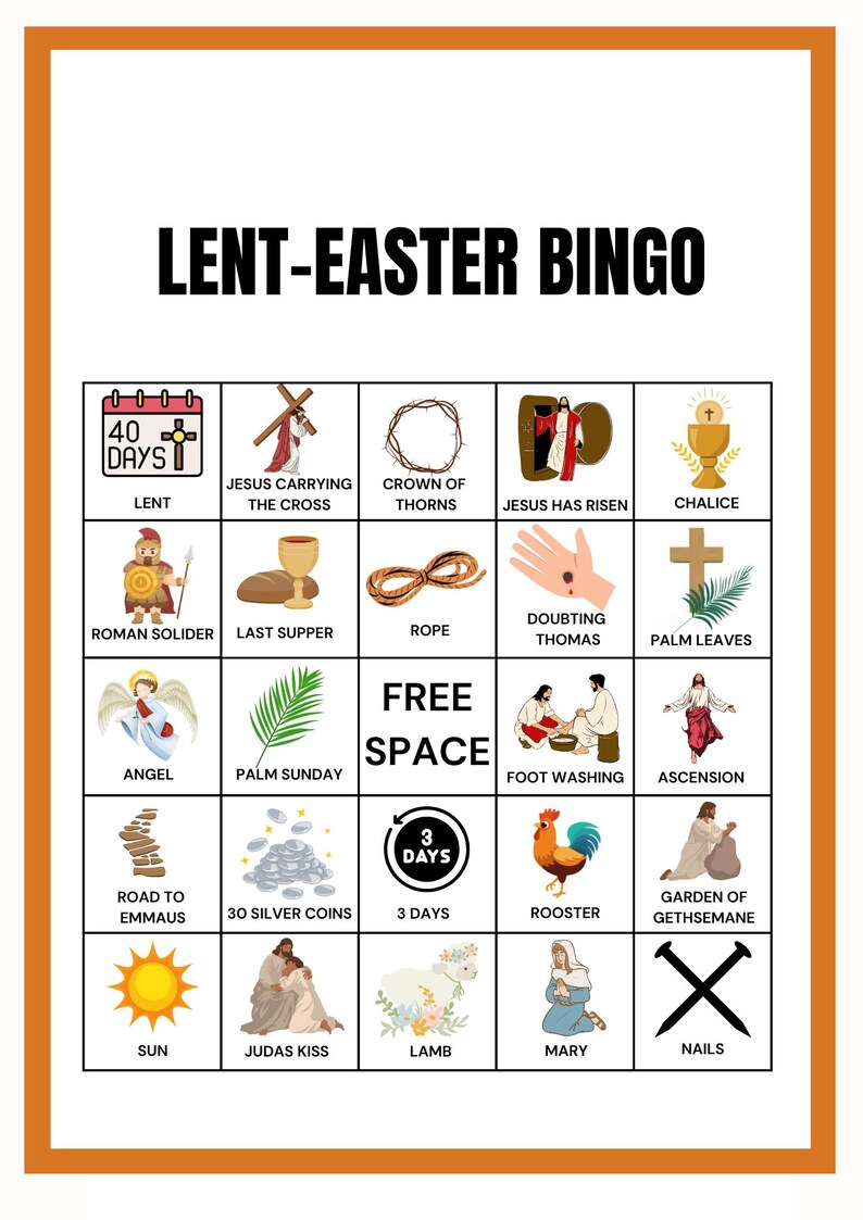 Lent Bingo, Easter Bingo, Bible Bingo, 20 Bible Bingo, Ash Wednesday ...