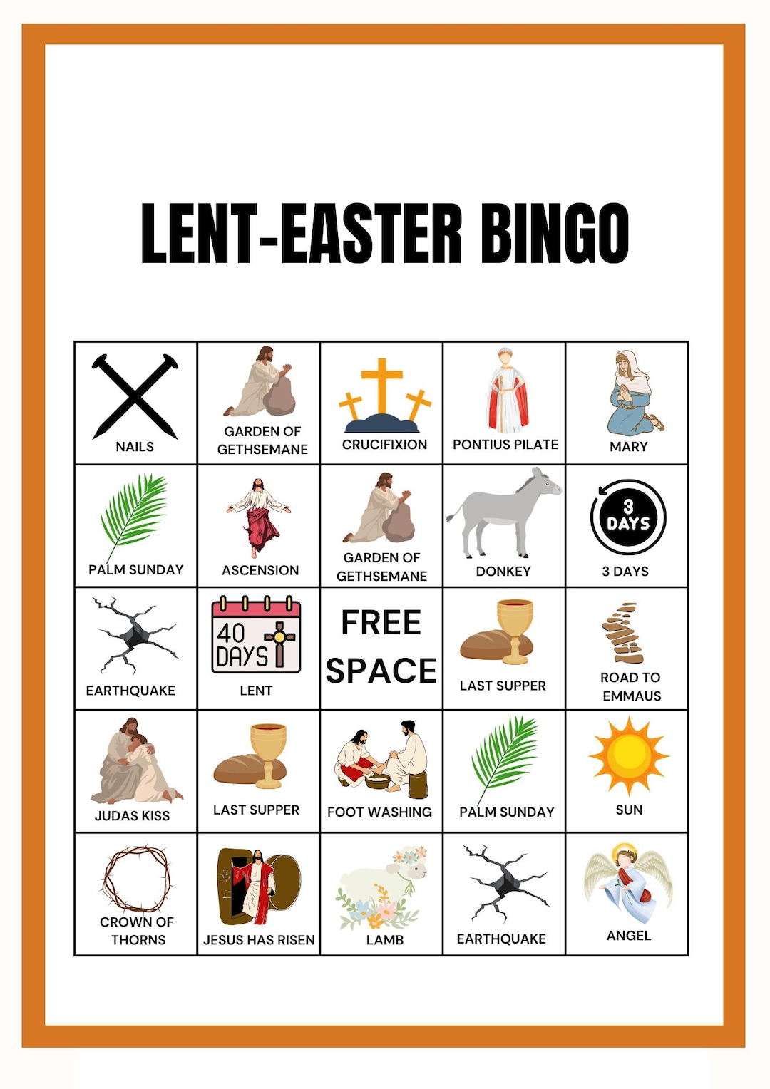 Lent Bingo, Easter Bingo, Bible Bingo, 20 Bible Bingo, Ash Wednesday ...