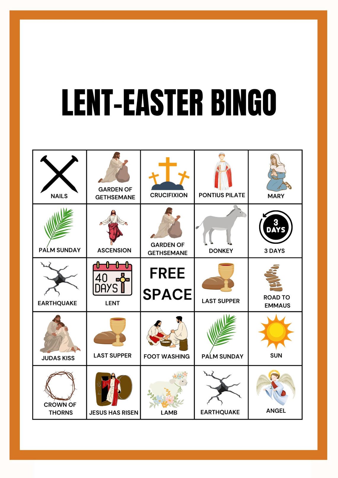 Lent Bingo, Easter Bingo, Bible Bingo, 20 Bible Bingo, Ash Wednesday ...