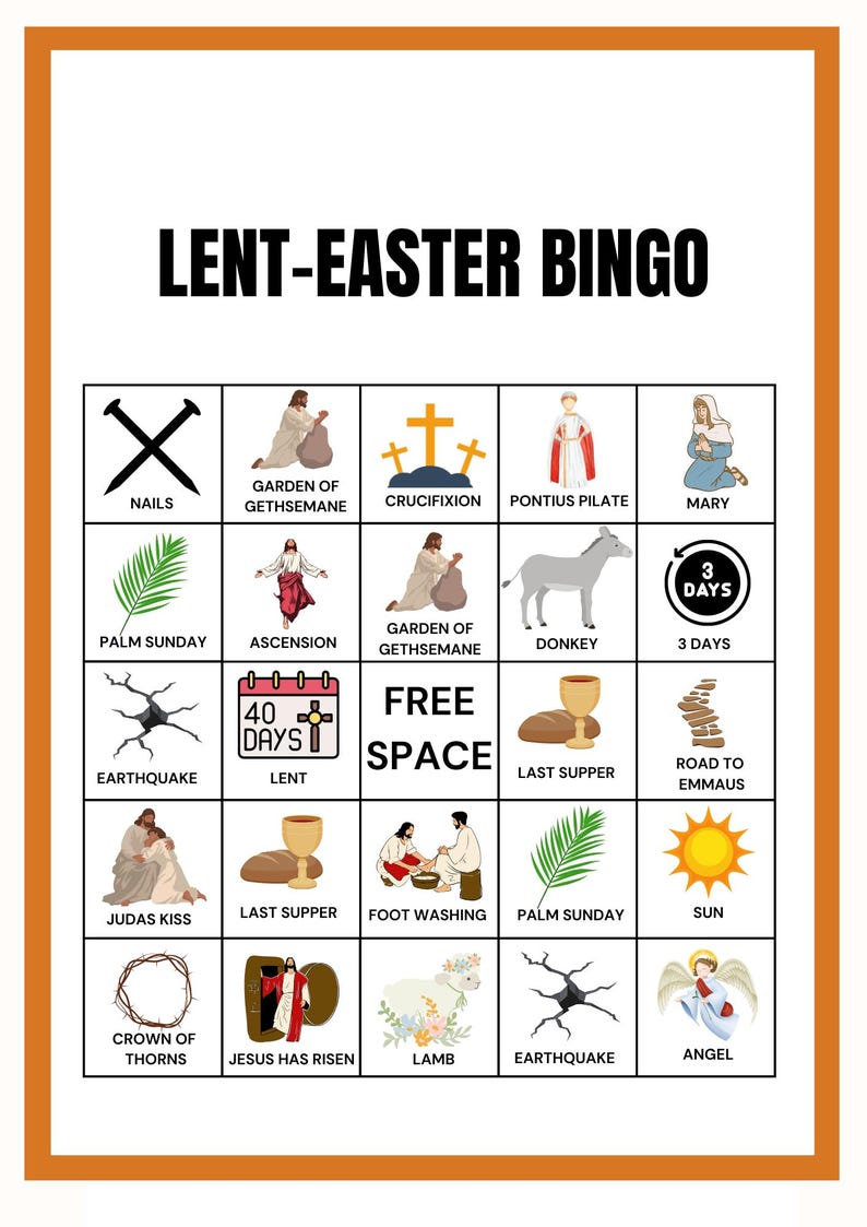 Lent Bingo, Easter Bingo, Bible Bingo, 20 Bible Bingo, Ash Wednesday ...