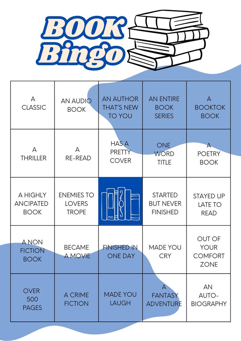 Book Bingo Challenge – Printable Reading Game (PDF A4) - Etsy
