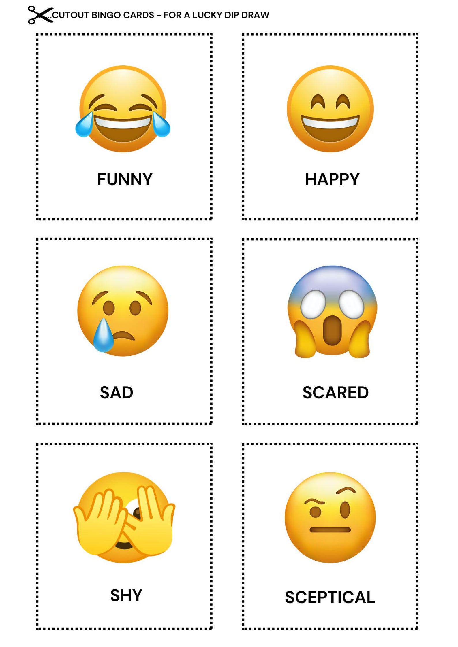 Emotions Bingo Game: Emoji Learning, Kids Party Activity (PDF Download ...