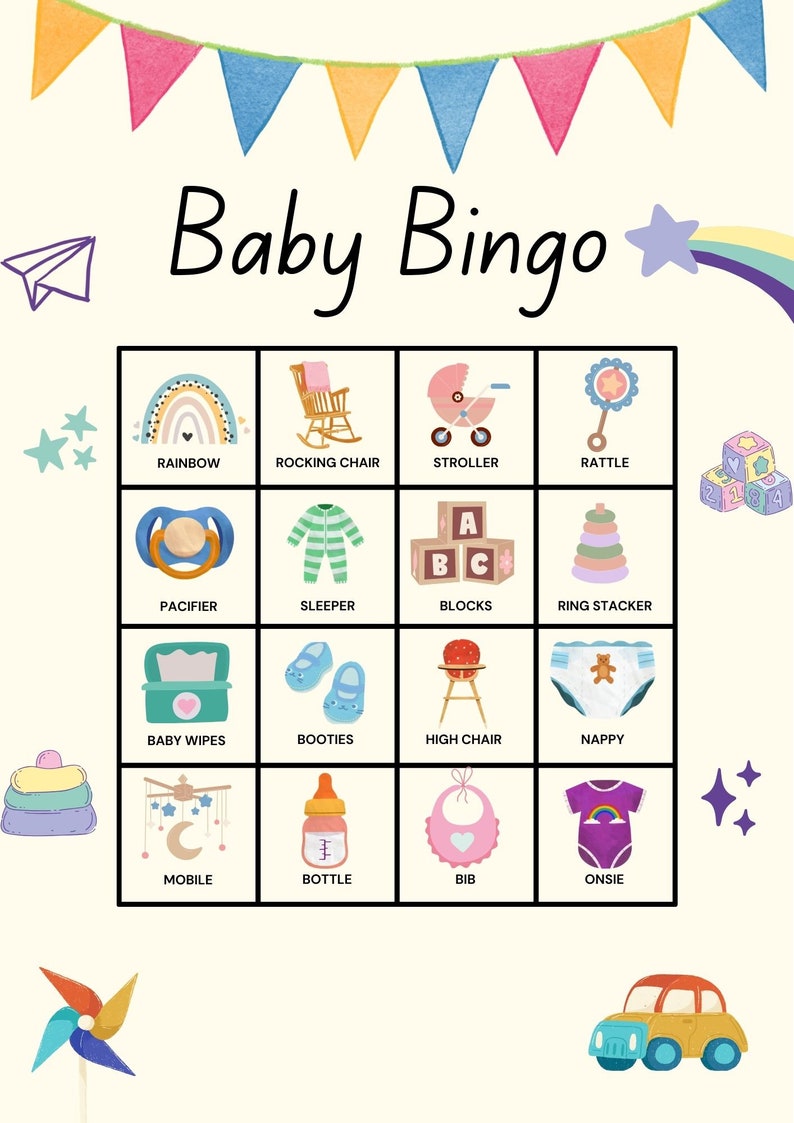 Baby Shower Bingo Game: 20 Neutral Bingo Cards (PDF) - Etsy