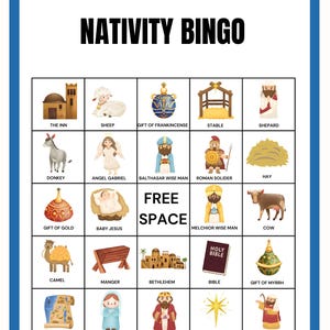 Nativity Bingo, Nativity Story, Christmas Story Bingo, Bible Bingo ...