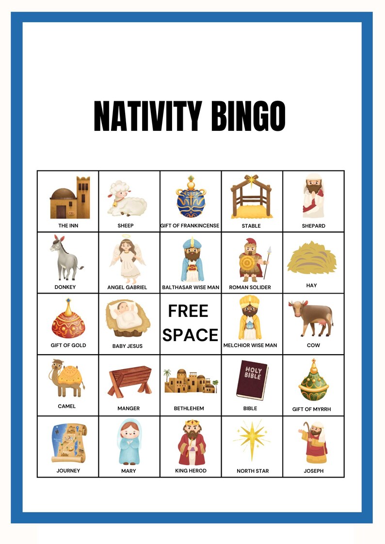 Nativity Bingo, Nativity Story, Christmas Story Bingo, Bible Bingo ...