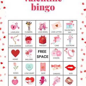 Valentines Bingo Game for Kids. Valentines Day Game, Love Game ...