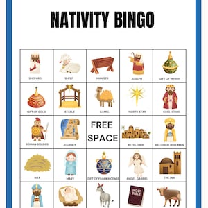 Nativity Bingo, Nativity Story, Christmas Story Bingo, Bible Bingo ...