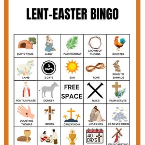 Lent Bingo, Easter Bingo, Bible Bingo, 20 Bible Bingo, Ash Wednesday ...