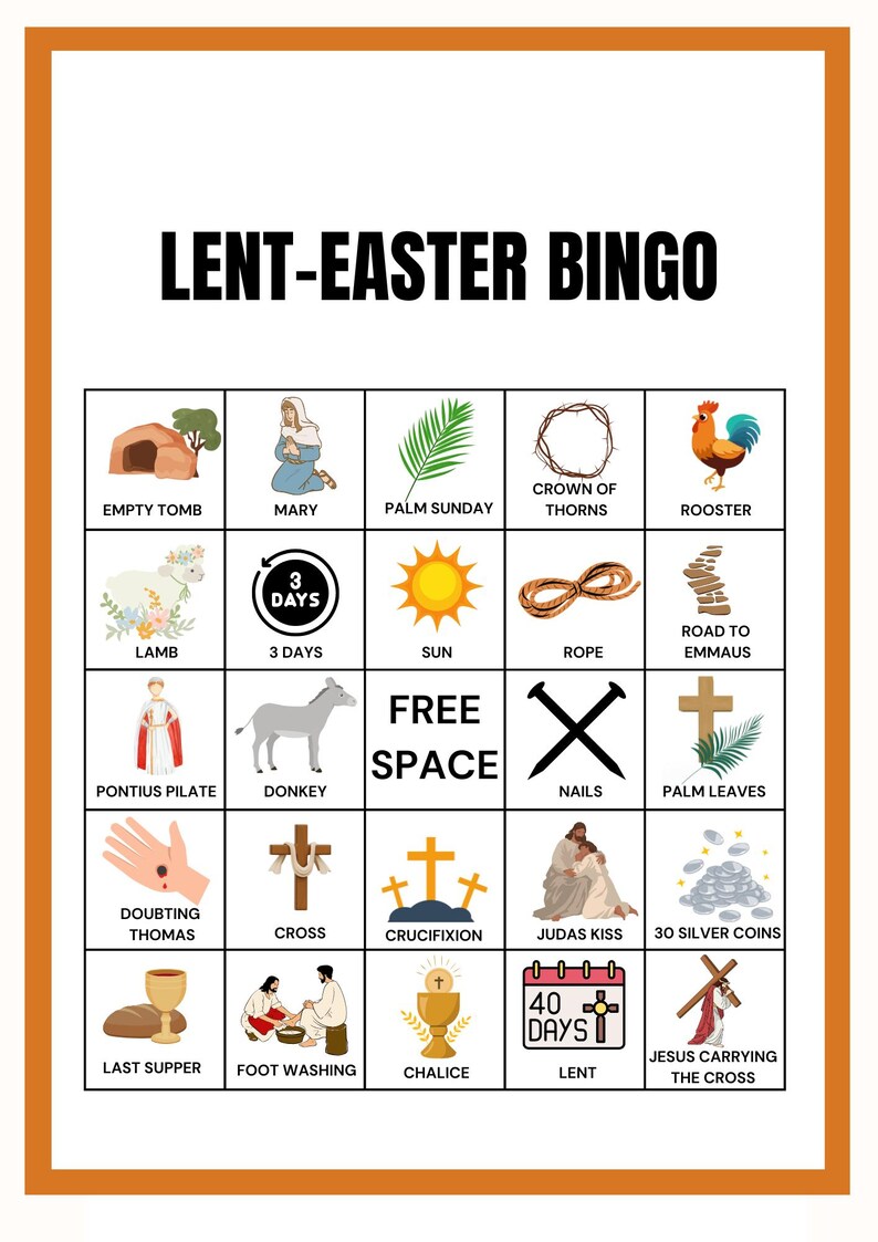 Lent Easter Bingo Game: Holy Week Activity (PDF Download) - Etsy