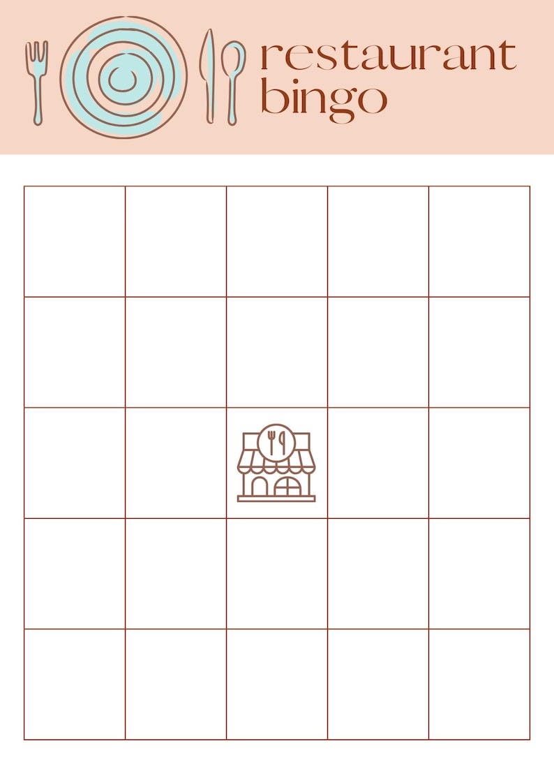 Restaurant Bingo Game: Fun Dining Adventure (printable) New Year ...