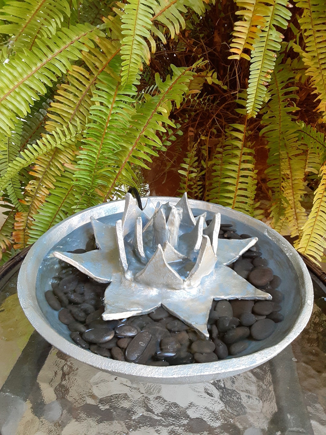 Lotus Fountain in Pewter Finish - Etsy