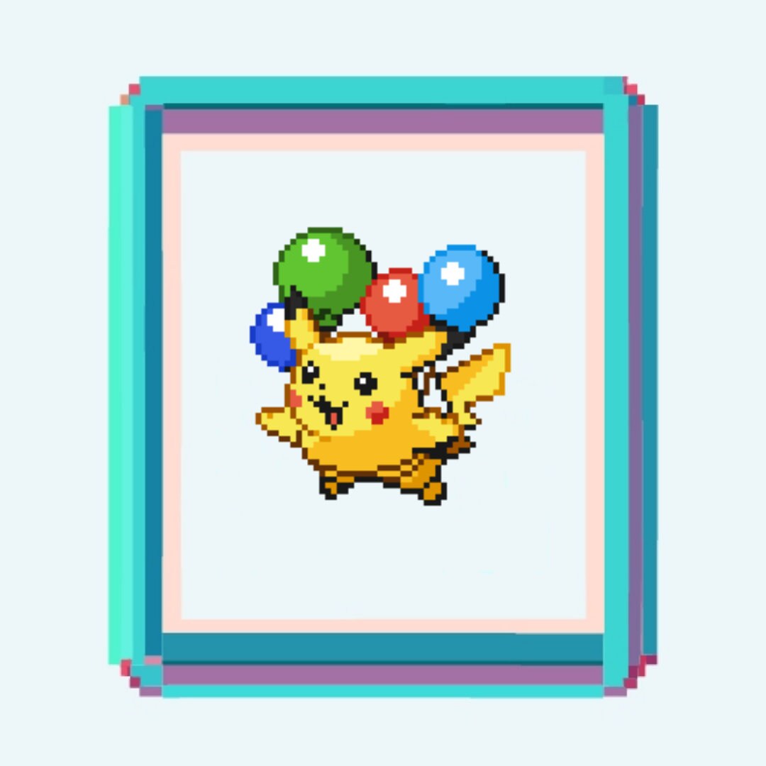 Pikachu With Balloons Pixel Art Printable Digital Poster 3 Files in SVG ...