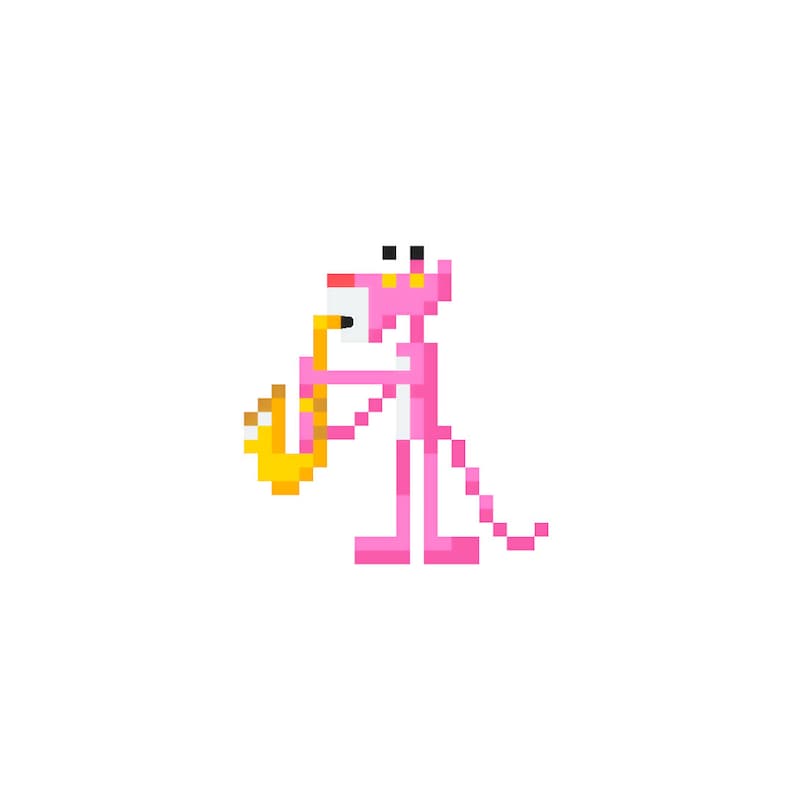 Pink Panther Pixel Art Printable Digital Poster 3 Files in SVG, PNG and ...