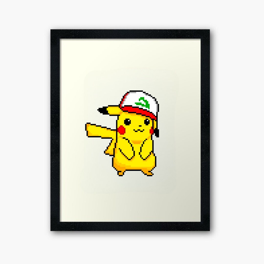 Pikachu in Hat Pixel Art Printable Digital Poster 3 Files in - Etsy