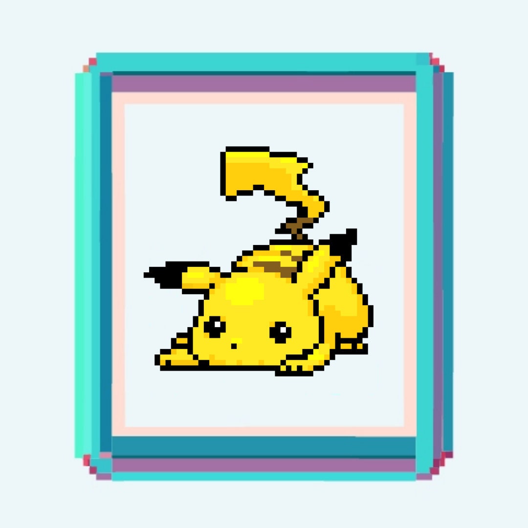 Pikachu Angel Pixel Art Printable Digital Poster 3 Files in SVG, PNG ...