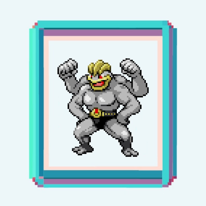 Machamp Pokemon Pixel Art Printable Digital Poster 3 Files in - Etsy ...