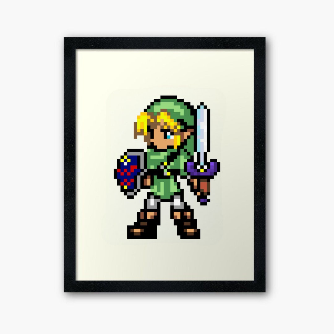 The Legend of Zelda link Pixel Art Printable Poster Instant - Etsy