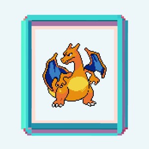 Charizard Pokemon Pixel Art Printable Digital Poster 9 Files in 3-SVG ...