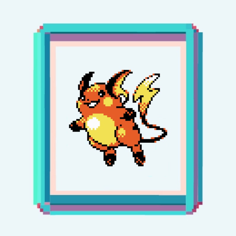 Raichu Pokemon Pixel Art Printable Digital Poster 3 Files in - Etsy