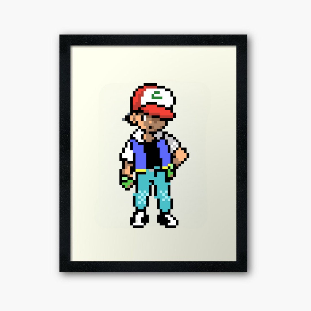 Ash Ketchum Pokemon Pixel Art Printable Digital Poster 3 Files in SVG ...