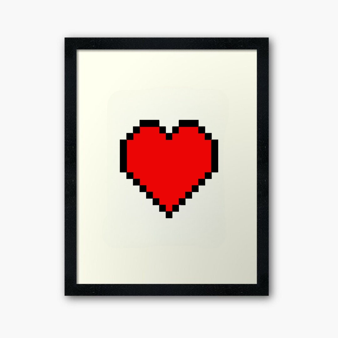 Red Heart Pixel Art Printable Digital Download PNG - Etsy