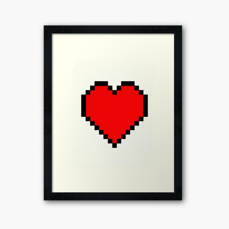 Red Heart Pixel Art Printable Digital Download PNG - Etsy