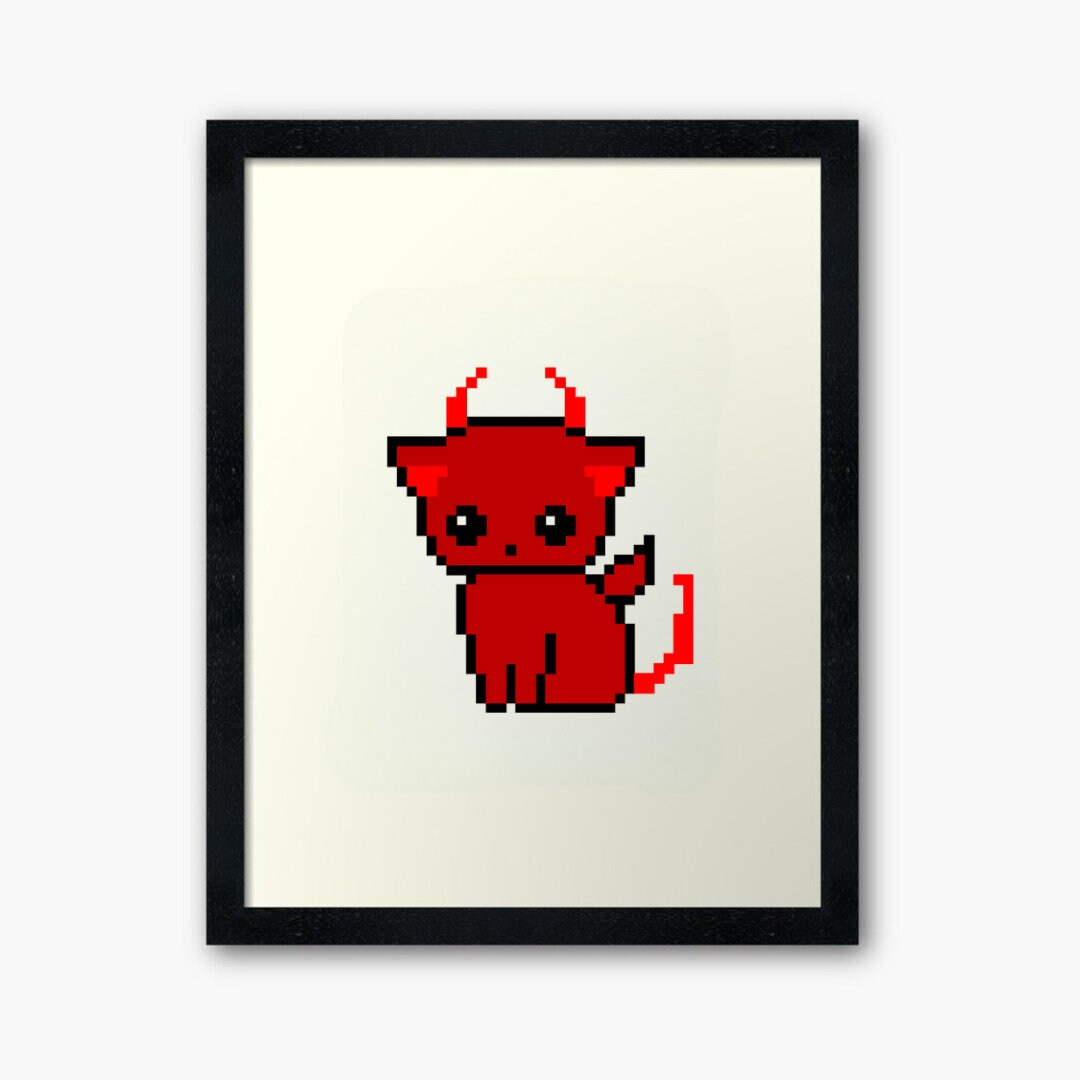 Halloween Cat Pixel Art Printable Digital Poster 3 Files in SVG, PNG ...
