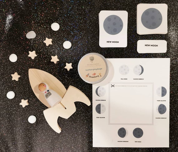 Moon Phases Playdough Kit With Loose Parts Montessori Style | Etsy