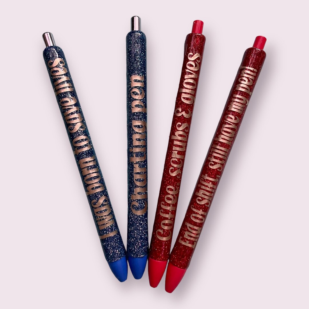 Personalized Glitter Nurse Pen Set: Nursing Quotes, Refillable Ink - Etsy