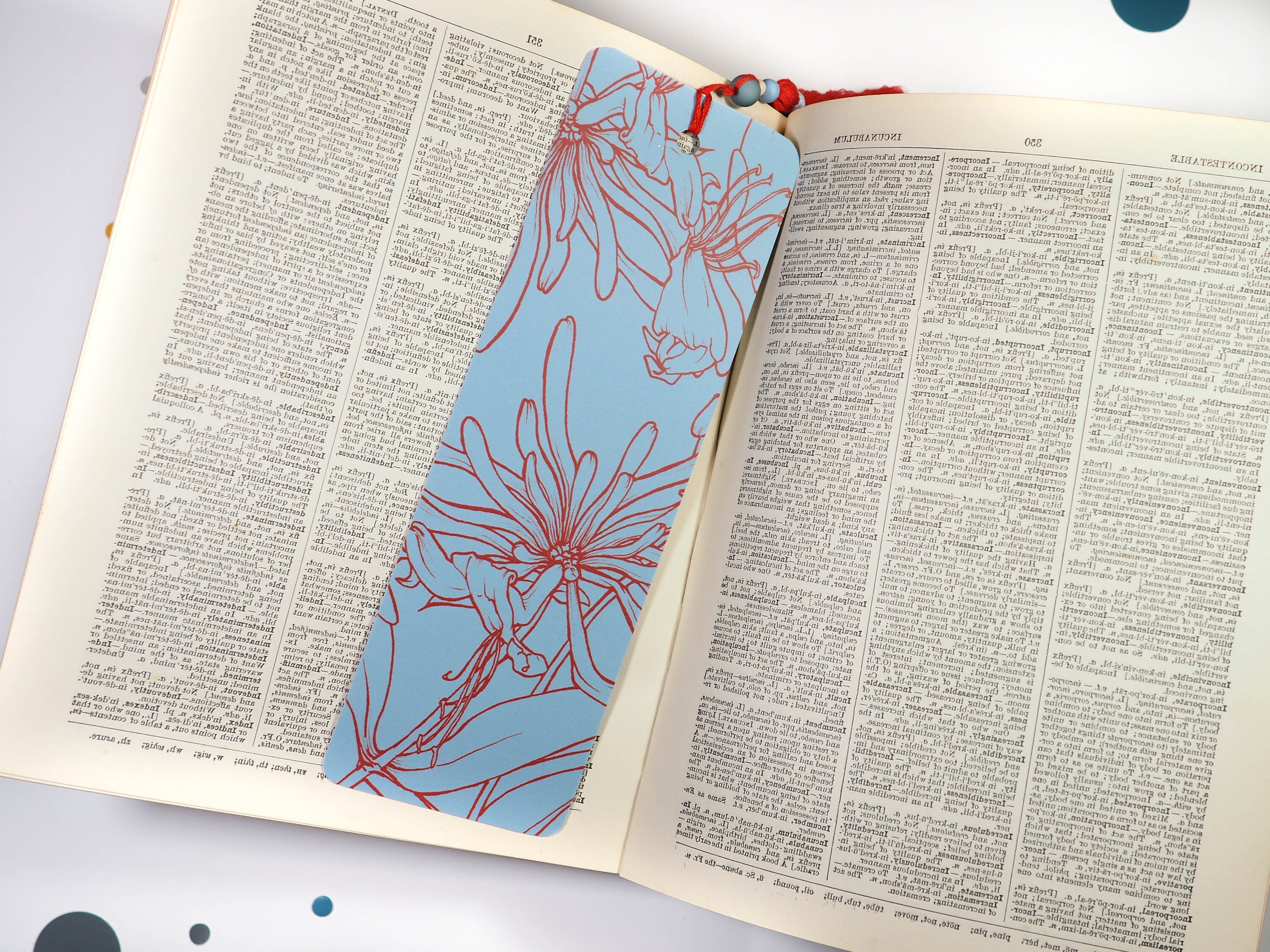 Blue and Red Flower Bookmark | Illustrated Honeysuckle Blossom ...