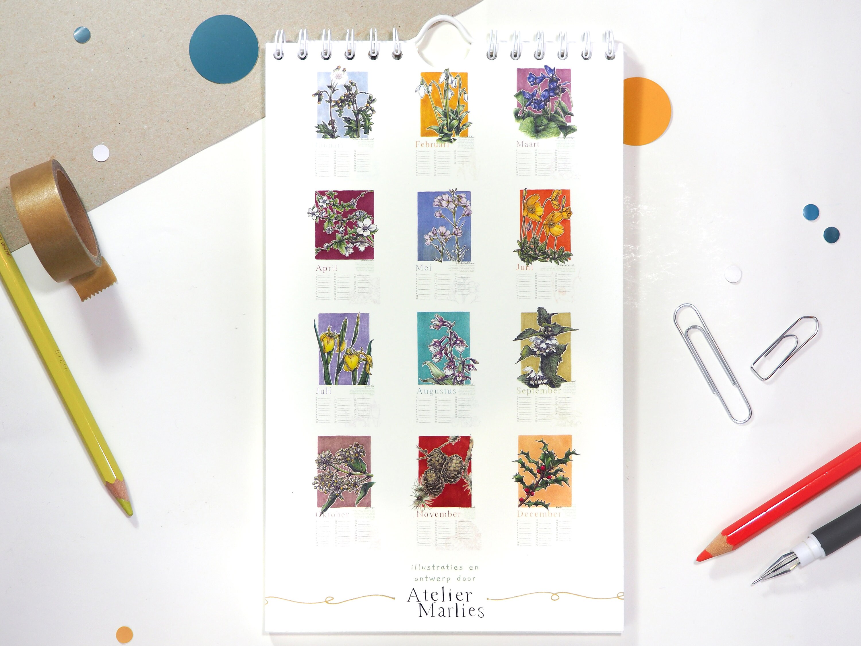 Botanical Birthday Calendar Verjaardagskalender Met Geïllustreerde ...