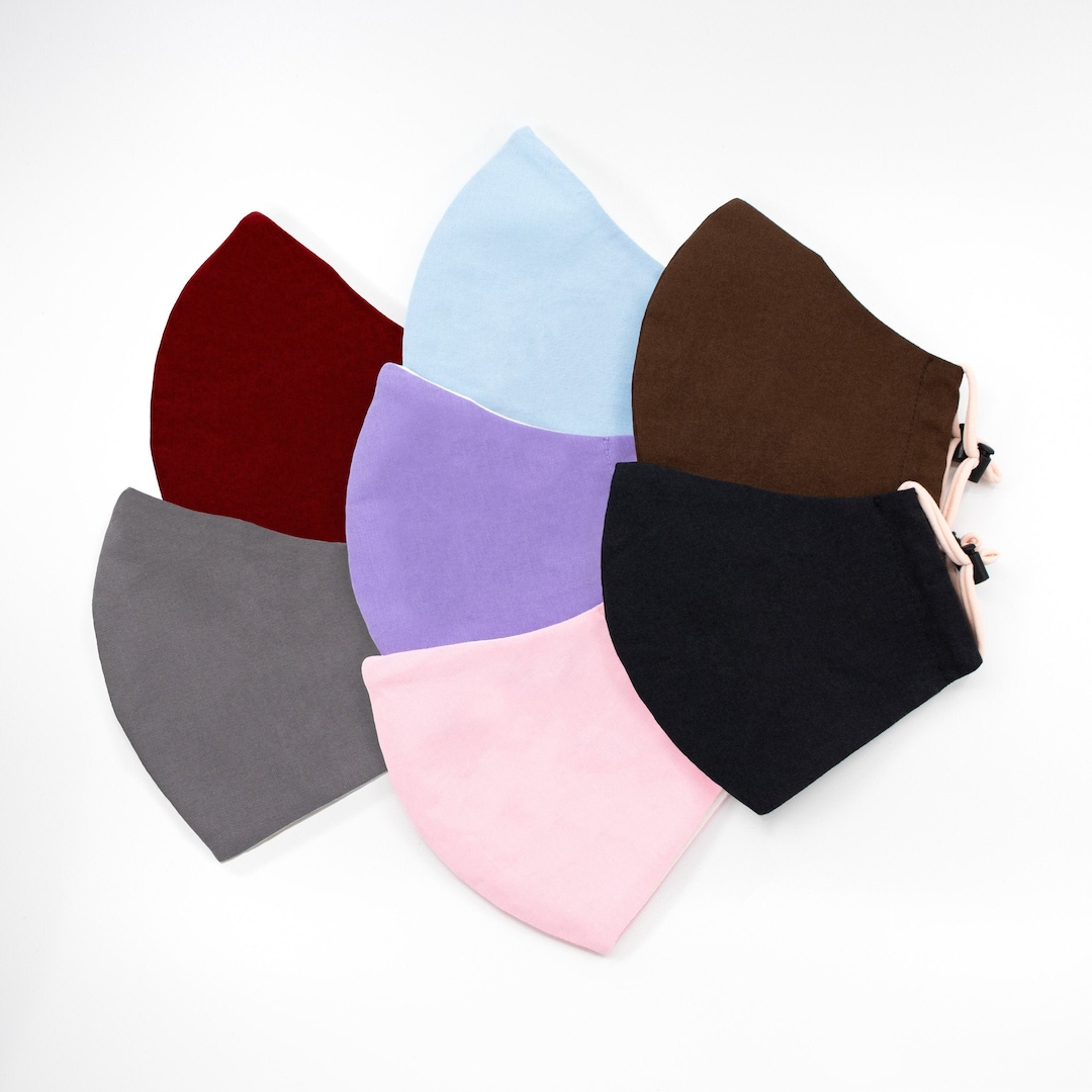 Solid Color Face Masks, 2-pack, 3-layers, 100% Cotton With Filter ...