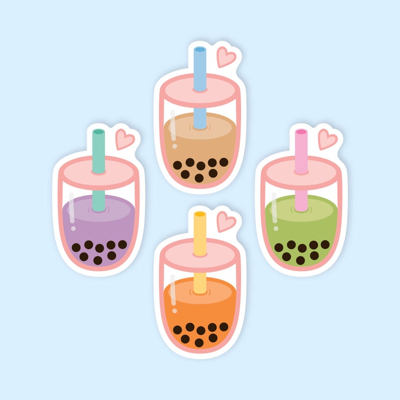 Boba Milk Tea Stickers Classic Milk Tea Taro Milk Tea - Etsy