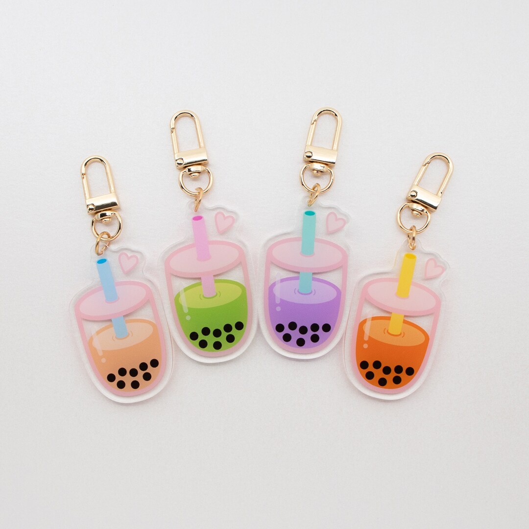 Boba Milk Tea Keychains | Cute Bubble Milk Tea Acrylic Charms | Tapioca ...
