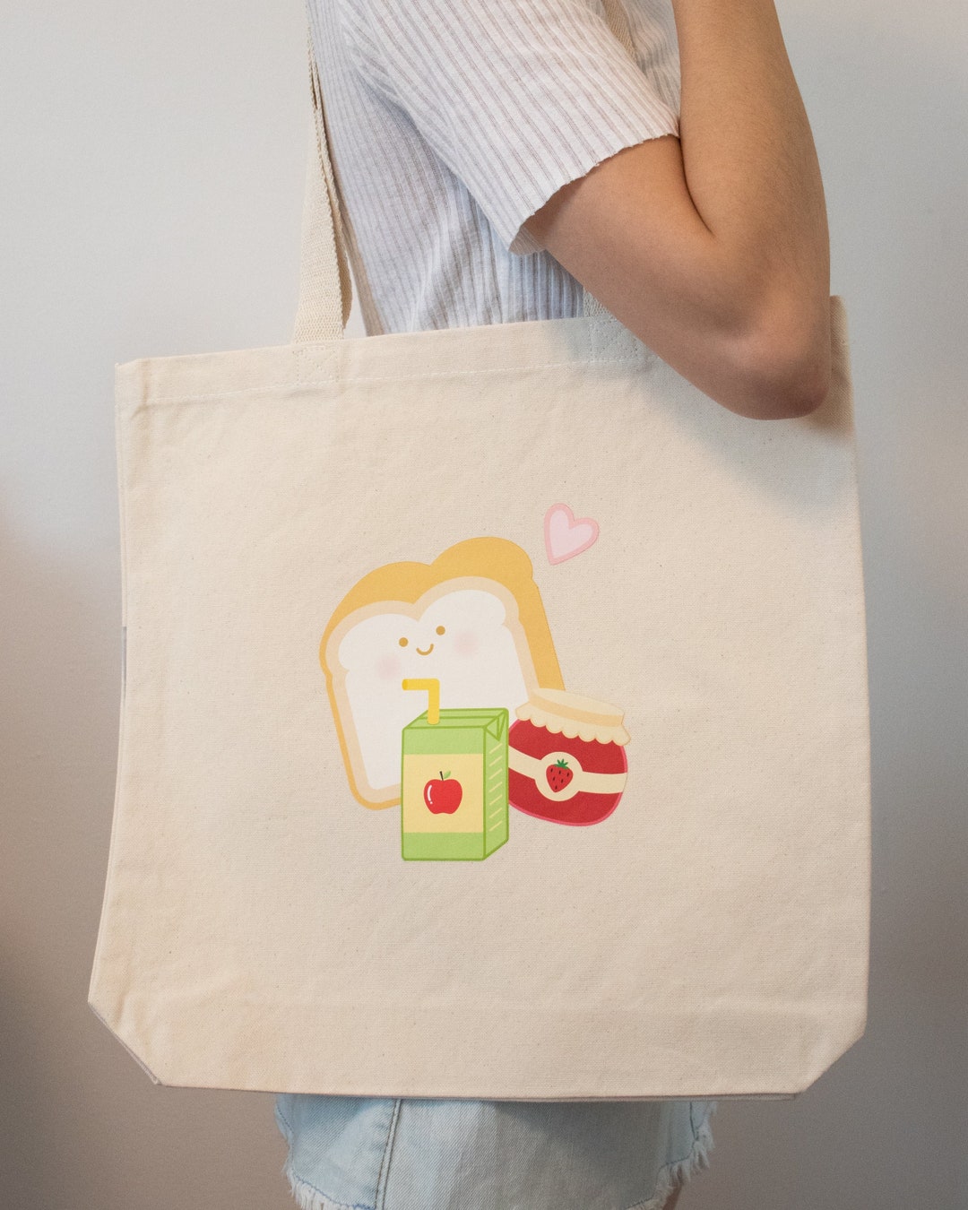 Toast Tote Bag | Picnic Food | Strawberry Jam | Apple Juice Box | Cute ...