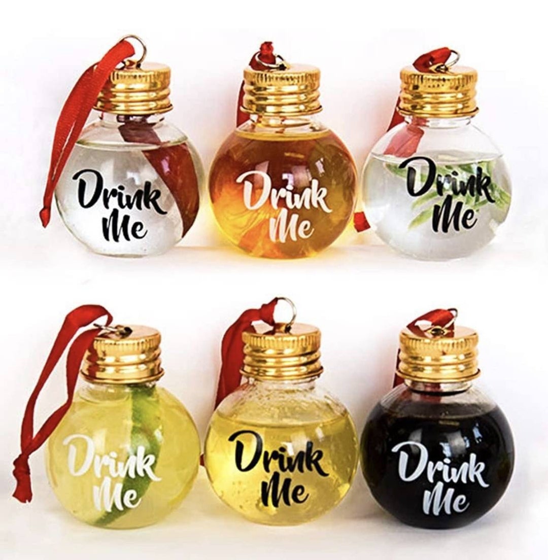 Hanging Festive Boozeballs. Personalised Fillable Balls, Secret Santa ...