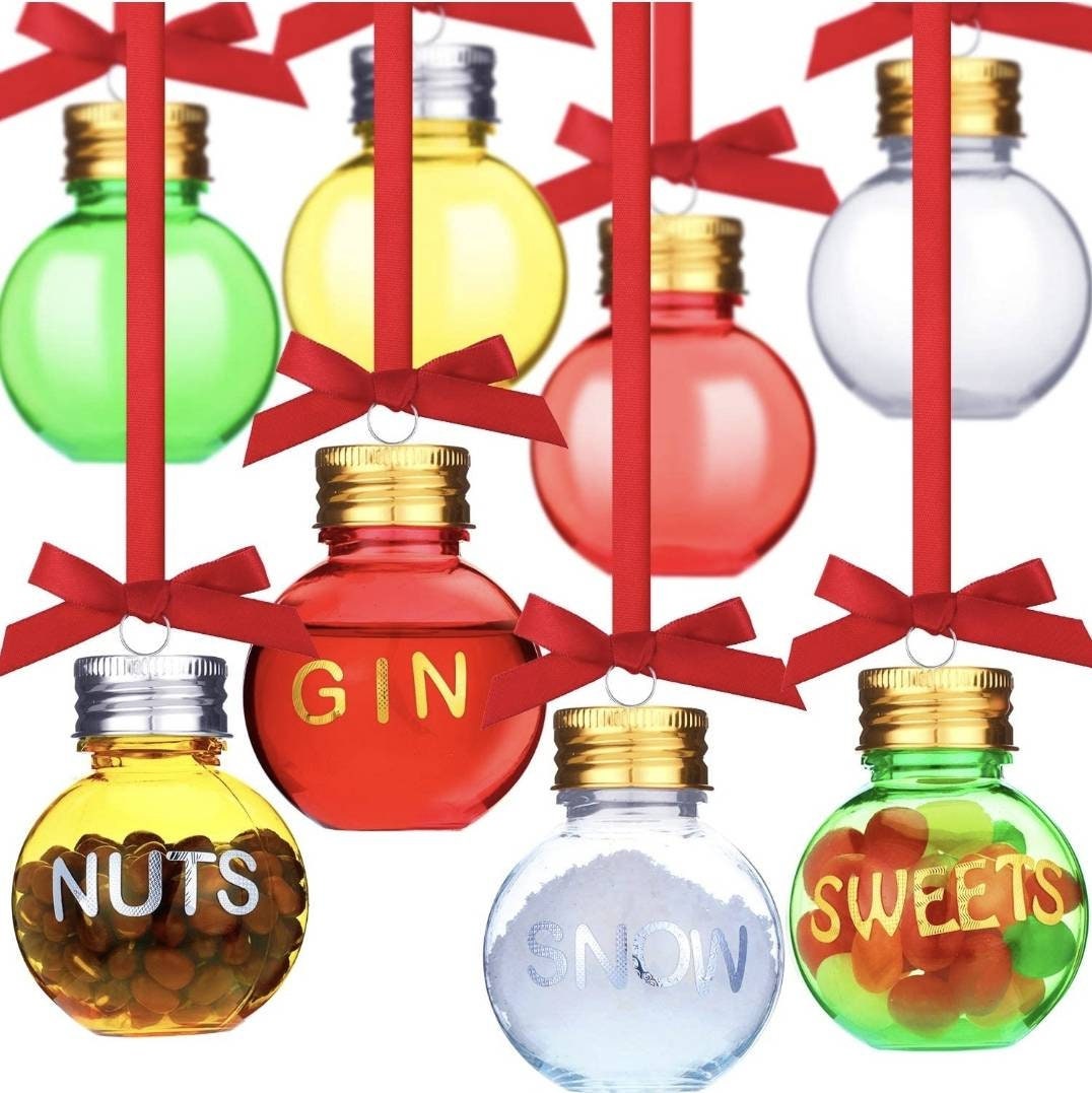 Hanging Festive Boozeballs. Personalised Fillable Balls, Secret Santa ...