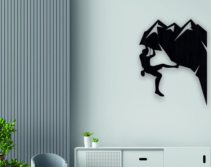 Rock Climber Wood Wall Art, Climbing Wall Decor , Adventure Sign ...