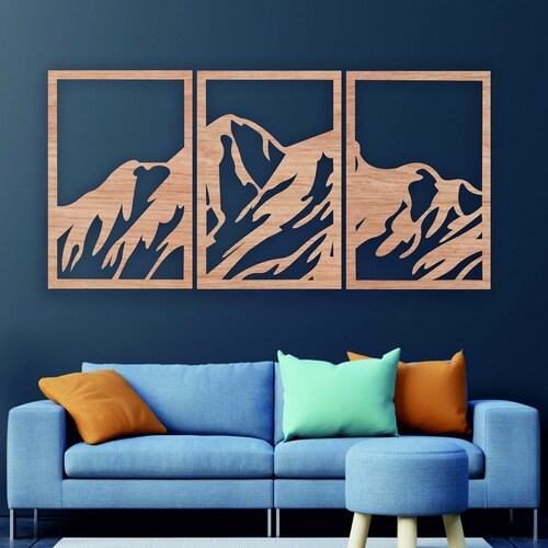 Forest Mountain Trio Wall Panel Decor Set - Etsy