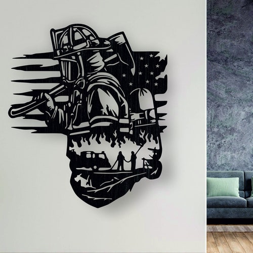 Firefighter Wooden Wall Panel Firefighter Wall Art - Etsy