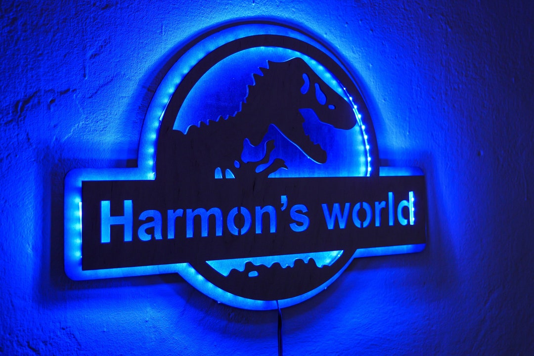 Dinosaur Wooden Logo Sign, Movie Neon Sign, Dinosaurs Light Wall ...