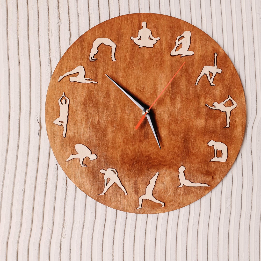 Pilates Wall Clock, Yoga Poses Clock, Stretching Clock, Pilates Yoga ...