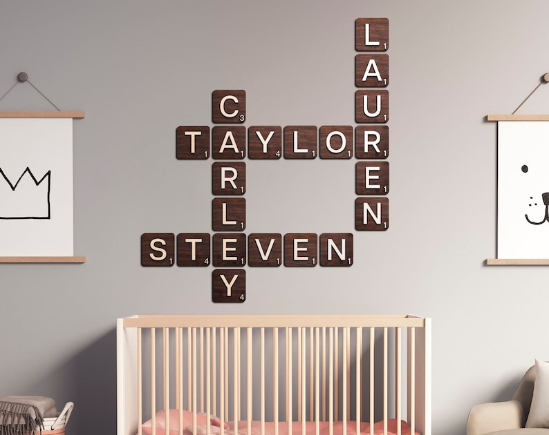 Scrabble Wall Tiles Name Wood Sign Family Wall Art Scrabble - Etsy